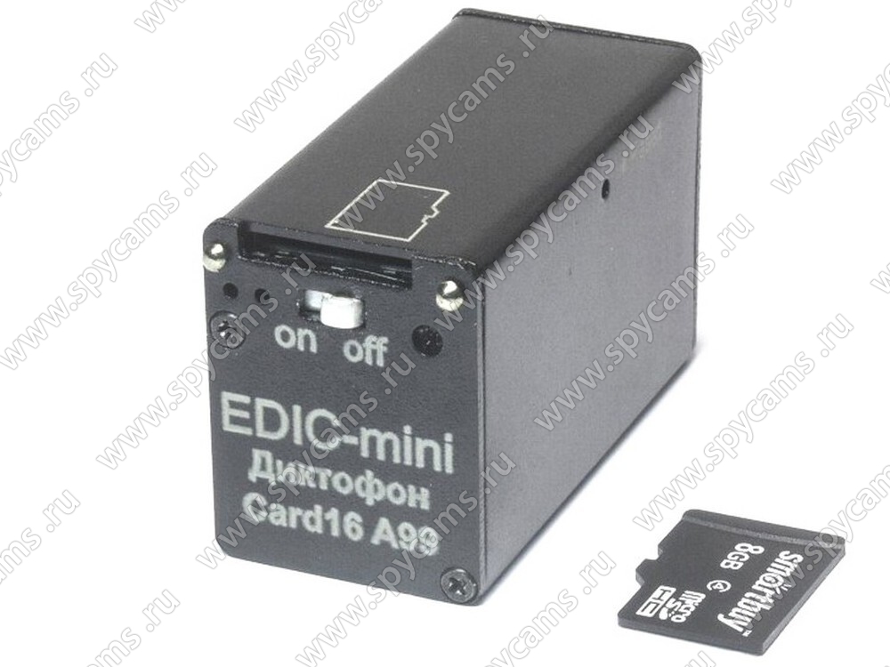 Диктофон Edic-mini CARD-16 A99 миниатюрный с записью на расстоянии до ...