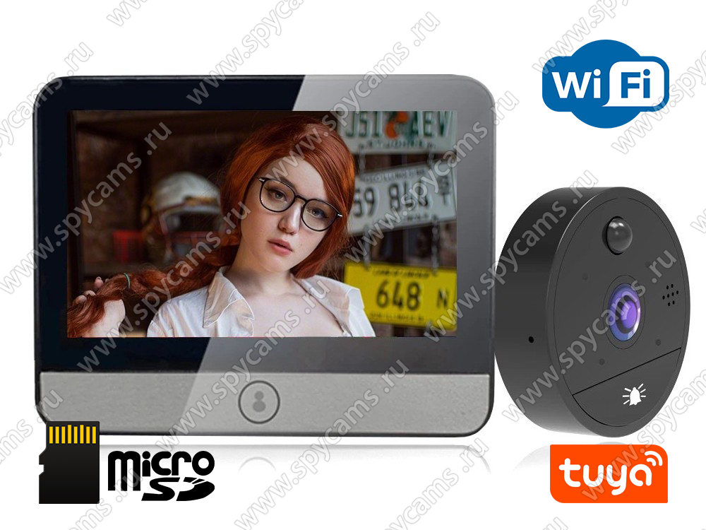 Видеоглазок с монитором Tuya Wi-Fi "HDcom DW6-Tuya" для двери с записью ...
