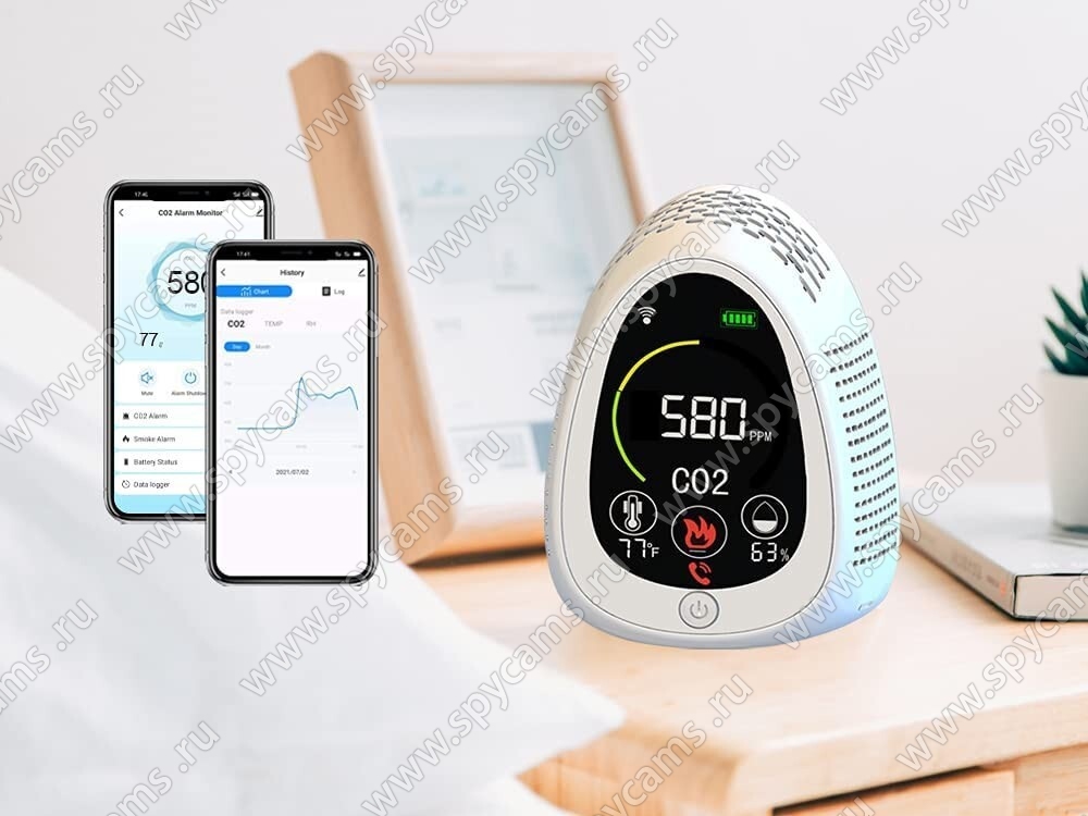 Автономный Tuya Wi-Fi умный датчик-детектор 3 в 1 - «HTI-0131-WT ...