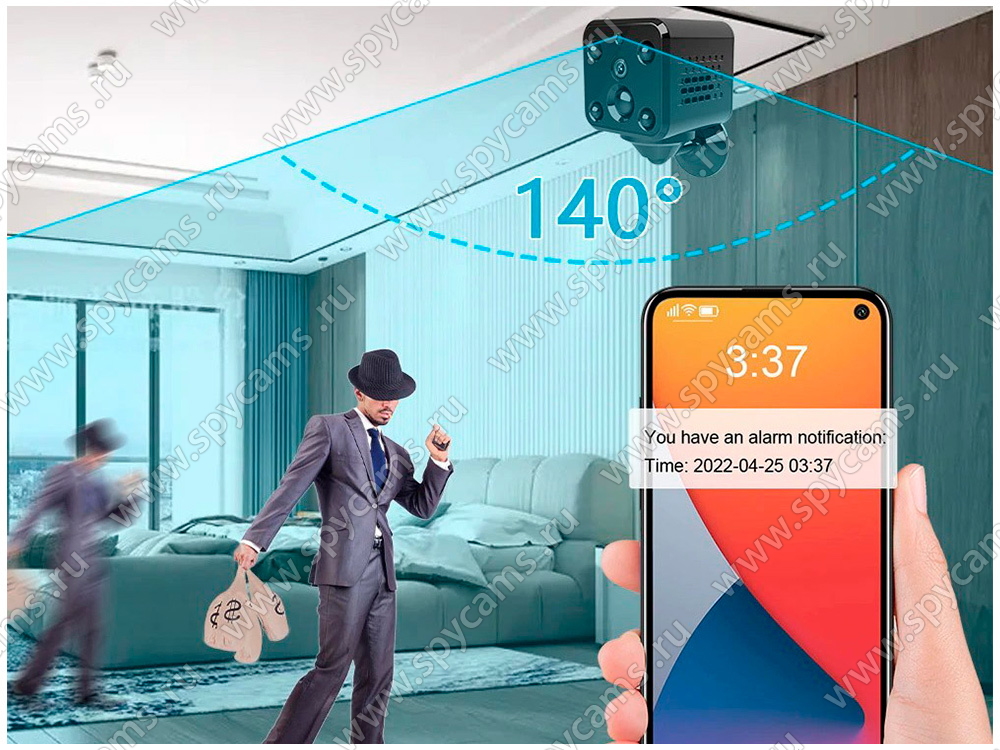 Миниатюрная WI-FI камера наблюдения с аккумулятором JMC-AV13 с записью ...